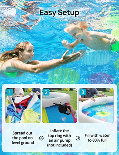 Swimming Pool, EVAJOY 10ft ×30in Above Ground Pool Easy Set, Blow Up Pool Kiddie Pool Inflatable Top Ring Swimming Pools for Adults Family Backyard Outdoor with Pool Cover