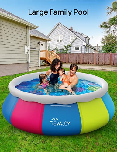 Swimming Pool, EVAJOY 10ft ×30in Above Ground Pool Easy Set, Blow Up Pool Kiddie Pool Inflatable Top Ring Swimming Pools for Adults Family Backyard Outdoor with Pool Cover