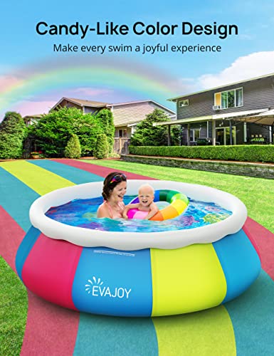 Swimming Pool, EVAJOY 10ft ×30in Above Ground Pool Easy Set, Blow Up Pool Kiddie Pool Inflatable Top Ring Swimming Pools for Adults Family Backyard Outdoor with Pool Cover