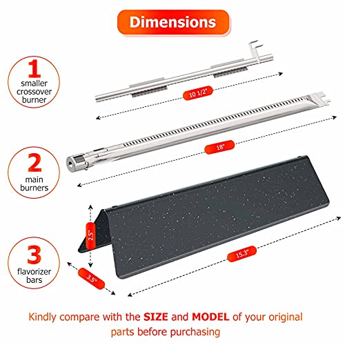 Coisien 18" Burner Tube Pipe and 15.3" Flavorizer bar for Weber Spirit 200 with Front Control, Spirit E-210, E-220, Spirit S-210, S-220 Gas Grill, Grill Replacement Parts Kit for Weber 7635 69785