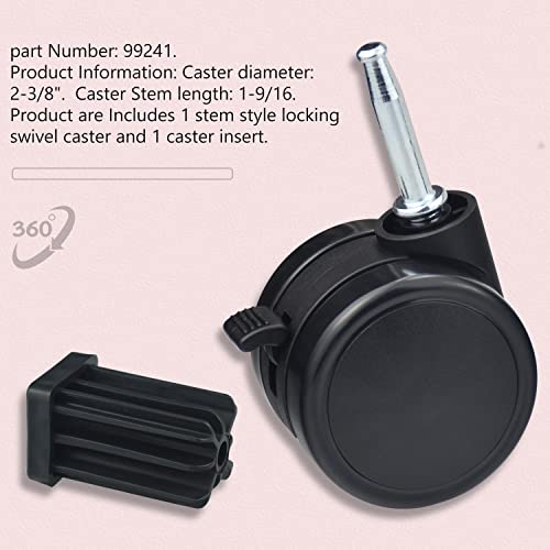 Caster Wheel Gas Grills/Stem Style Locking Swivel Caster 6414 for Weber, Genesis, Summit, Silver, Spirit Gas Grills, Includes Caster Insert (2 5/16" in Diameter) (1)