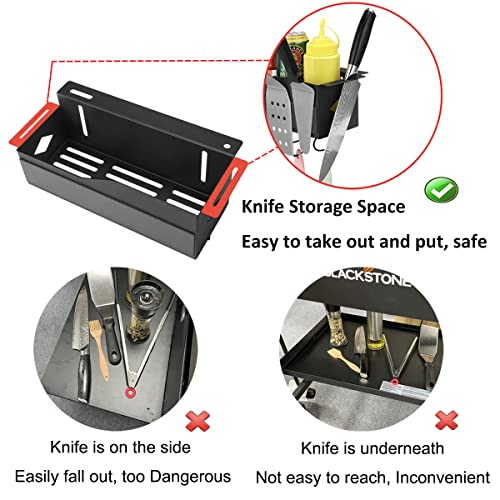 AdokeiTa Griddle Caddy for Blackstone 28"/36" Griddles, Blackstone Griddle Accessories Caddy with Magnetic, Stainless Steel Grill Organizer Easy Install Save Space, Griddle Accessories, Black