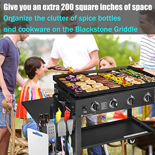 AdokeiTa Griddle Caddy for Blackstone 28"/36" Griddles, Blackstone Griddle Accessories Caddy with Magnetic, Stainless Steel Grill Organizer Easy Install Save Space, Griddle Accessories, Black