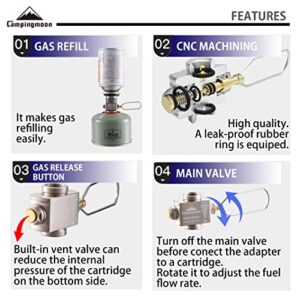 CAMPINGMOON Outdoor Camping Butane Gas Refill Adapter (Butane Gas to EN417 Lindal Valve Canister to 1lb Propane Tank (Z11/Z15/Z22))