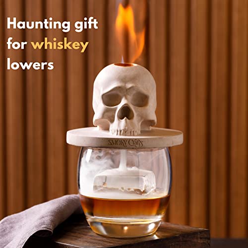 Whiskey Smoker Kit for Your Home Bar - All in One Cocktail Smoker Kit with Torch - Bourbon Smoker Kit - Smoky Crafts Drink Smoker Infuser Kit comes with Skull-Shaped Smoke Infuser, 3x Wood Chips and Torch (Without Butane)