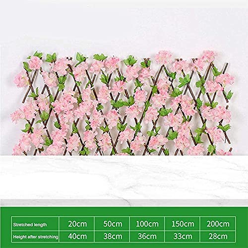 HACSYP Expandable Faux Privacy Fence Wooden Retractable Fence Expanding Fence Hedge Screening with Artificial Flower Leaves | Garden Privacy Protective Screens Trellis Fence Panels