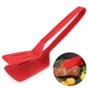 Silicone Kitchen Tongs 11 Inch Premium Stainless Steel Barbecue Clamp Multipurpose BBQ Clamp Spatula for Gripper Bread Clip/Fried Steak Clamp/Flipping Fish/Beefsteak Turner Flipper