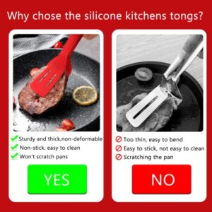 Silicone Kitchen Tongs 11 Inch Premium Stainless Steel Barbecue Clamp Multipurpose BBQ Clamp Spatula for Gripper Bread Clip/Fried Steak Clamp/Flipping Fish/Beefsteak Turner Flipper