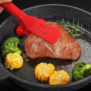 Silicone Kitchen Tongs 11 Inch Premium Stainless Steel Barbecue Clamp Multipurpose BBQ Clamp Spatula for Gripper Bread Clip/Fried Steak Clamp/Flipping Fish/Beefsteak Turner Flipper