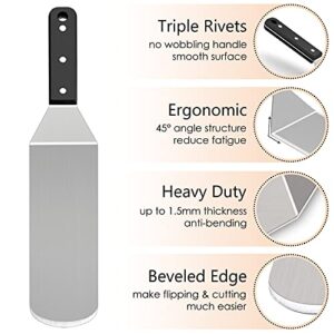 HaSteeL Griddle Accessories Set, Stainless Steel Griddle Tools Kit of 10 for Flat Top Teppanyaki BBQ Cooking Camping, 12” Melting Dome, Metal Spatulas, Griddle Scrapers, Tong, Egg Rings, Bottles