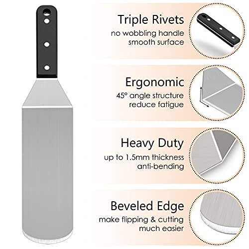 HaSteeL Griddle Accessories Set, Stainless Steel Griddle Tools Kit of 10 for Flat Top Teppanyaki BBQ Cooking Camping, 12” Melting Dome, Metal Spatulas, Griddle Scrapers, Tong, Egg Rings, Bottles