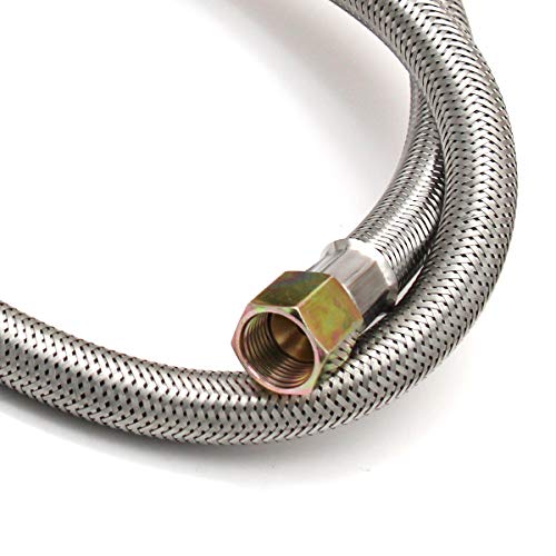 MENSI Propane Grill Y-Splitter Extension Adapter Braided Hose Length 15" with 3/8" Flare Connection