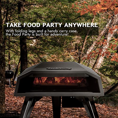 Bakebros Outdoor Pizza Oven (Titan Gray) Portable Gas-Fired Outside Ovens with Pizzas Peel, Stone, Built-in Infrared Thermometer, Recipe and Carry Cover Bag