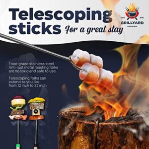 Marshmallow Sticks – 8 pcs Roasting Sticks for BBQ, Campfire, Fire Pits, Camping – Durable Stainless Steel Smores Sticks with Wooden Handles – Practical and Easy to Use