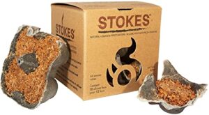 stokes natural firestarters food safe fire starter for bbq, fireplace, campfire, charcoal grill, pizza oven, waterproof indoor outdoor odor free 12 count