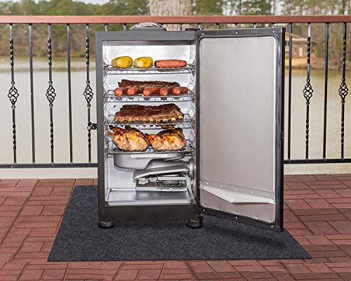 Electric Smoker Mat，Premium Oven Protective Mat—Protects wooden floors and outdoor terraces,Absorbent Material-Contains Smoker Splatter，Anti-Slip and Waterproof Backing，Washable (36" x 36")