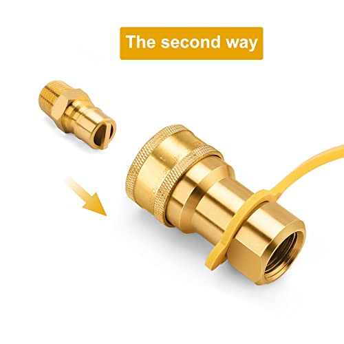 WADEO 1/2" QDD LP Gas Quick Connect Fittings with Male Insert Plug, Natural Gas Propane Quick Disconnect Kit, 100% Solid Brass