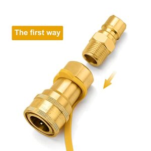 WADEO 1/2" QDD LP Gas Quick Connect Fittings with Male Insert Plug, Natural Gas Propane Quick Disconnect Kit, 100% Solid Brass