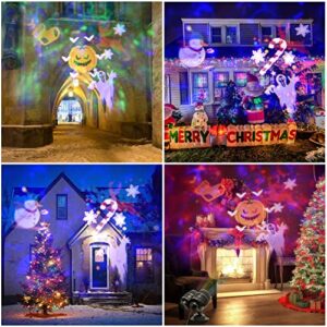 Christmas Dual Projector Lights Outdoor, Built in Vivid 24 HD Effects (3D Ocean Wave + Patterns) with IP65 Waterproof, RF Remote Control, Timer for Halloween Christmas Party Home Indoor Decorations