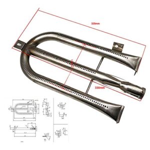 DENPETEC BBQ Stainless Steel Tube,BBQ Grills Spare Pipe Gas Burner Tube Stainless Steel U Shaped.