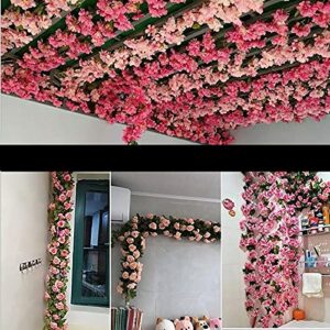 Vines Decor, Vines with Flowers, Artificial Plants Greenery Vine for Bedroom Vine Trellis Classroom Balcony Decor (G)