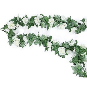 vines with flowers, garlands for decor ,vine plants, artificial plants greenery vine for bedroom vine trellis classroom balcony decor (white )