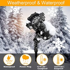 FLITI Christmas Snowflake Projector Lights, Upgrade Rotating LED Snowfall Projection Lamp, Outdoor IP65 Waterproof Snowfall Projector Decorative Lighting for Halloween Xmas Party Gift