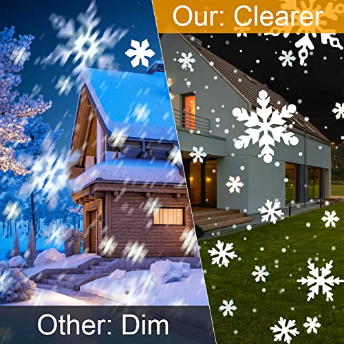 FLITI Christmas Snowflake Projector Lights, Upgrade Rotating LED Snowfall Projection Lamp, Outdoor IP65 Waterproof Snowfall Projector Decorative Lighting for Halloween Xmas Party Gift