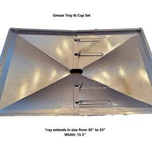 Quickflame Replacement Grease Tray Set for BBQ Grill Models from Nexgrill, Dyna Glo, Weber, Kenmore, Backyard Grill, BHG, Uniflame and Others (30 to 33 inches Wide)