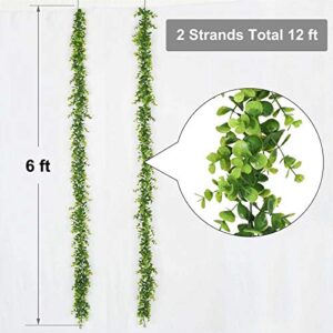 Vines with Flowers, Vines Decor, Ivy Garland, Artificial Plants Greenery Vine for Bedroom Vine Trellis Classroom Balcony Decor (B 2 Pack)