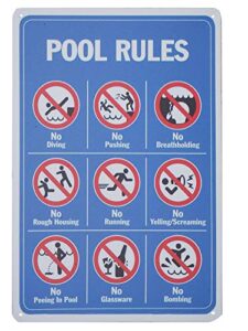 monifith pool rules sign no diving no pushing no running no peeing for commercial swimming pools yard signs 8x12 inch