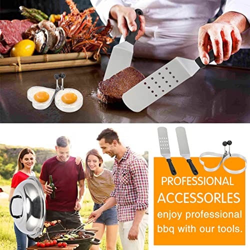 Griddle Accessories Kit, 39 Pcs Flat Top Grill Accessories for Blackstone and Camp Chef, Professional Grill BBQ Spatula Set with Basting Cover, Scraper, Thermometer, Egg Ring, Gifts for Men