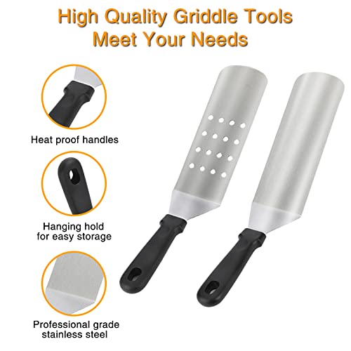 Griddle Accessories Kit, 39 Pcs Flat Top Grill Accessories for Blackstone and Camp Chef, Professional Grill BBQ Spatula Set with Basting Cover, Scraper, Thermometer, Egg Ring, Gifts for Men