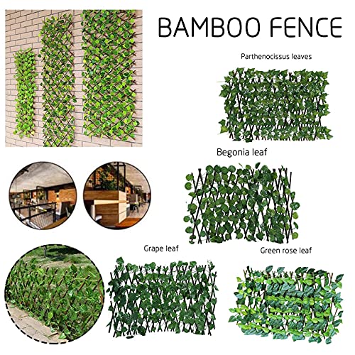 Vieoinas Expandable Faux Privacy Garden Fence, Privacy Screen for Balcony Patio Outdoor Faux Ivy Fencing Panel for Patio Garden Backyard Artificial Hedges Home Decorations (B)