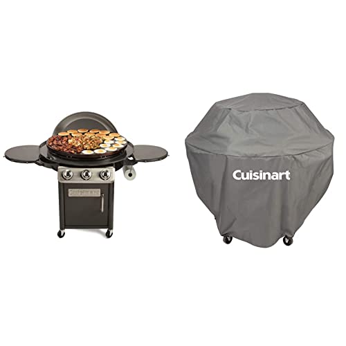 Cuisinart CGG-999 30-Inch Round Flat Top Surface 360° XL Griddle Outdoor Cooking Station & CGWM-057 XL 360° Griddle Cover,Grey