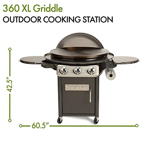 Cuisinart CGG-999 30-Inch Round Flat Top Surface 360° XL Griddle Outdoor Cooking Station & CGWM-057 XL 360° Griddle Cover,Grey