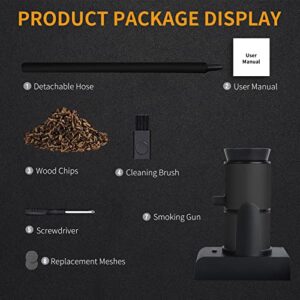 Portable Smoking Gun Wood Smoke infuser Kit, Handheld Cocktail Smoker, Kitchen Food Smoker for Meat Drinks Cheese BBQ Pizza Salmon Sous Vide, Wood Chips Included