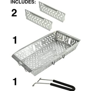 Proud Grill UltraVersatile Stainless Steel Grill Basket - Large BBQ Grill Basket for Grilling Vegetables, has a detachable handle and movable dividers. Perfect Grill Accessory for grilling veggies, fish and meat on outdoor grill.