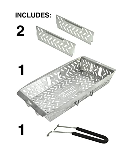 Proud Grill UltraVersatile Stainless Steel Grill Basket - Large BBQ Grill Basket for Grilling Vegetables, has a detachable handle and movable dividers. Perfect Grill Accessory for grilling veggies, fish and meat on outdoor grill.