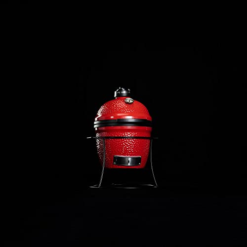 Kamado Joe KJ13RH Joe Jr. 13.5 inch Portable Charcoal Grill with Cast Iron Cart and Heat Deflectors, Blaze Red