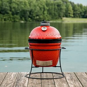 Kamado Joe KJ13RH Joe Jr. 13.5 inch Portable Charcoal Grill with Cast Iron Cart and Heat Deflectors, Blaze Red