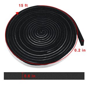 ChengFu Smoker Gasket, 0.6’’ Wide 0.2’’ Thick High Temp Seal Grill Gasket, Gasket Smoker Seal Self Stick Grill Tape 15 ft, Premium Polyacrylonitrile High Heat Grill Gaskets Tape for Smokers BBQ Lid