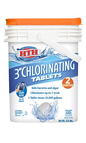 HTH 42030 3-inch Chlorinating Tablets Swimming Pool Chlorine, 37.5 lbs