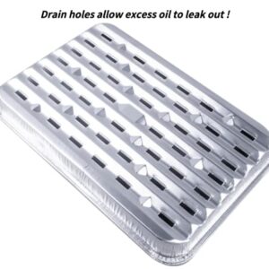 MILANGE Disposable Aluminum Grill Liner Topper with Holes 20 Pack Aluminum Foil Grill Pans (13.40 Inch) BBQ Grilling Tray Broiler Pans with Ribbed Bottom Surface