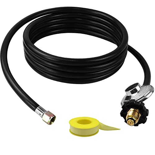 12FT mr.heater F273077 Propane Hose and Regulator Assembly,Connects Low Pressure Protable Propane Appliances to 20lb Cylinder with Restricted Flow Soft Nose P.O.L.