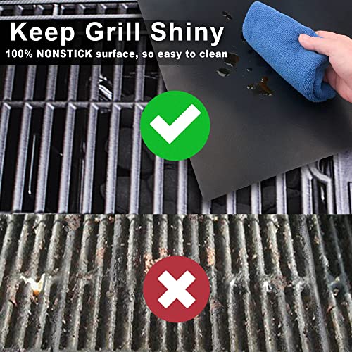 GRILLART BBQ Grill Mats for Outdoor Grill - Nonstick 600 Degree Heavy Duty Grilling Mat (Set of 2) - Reusable BBQ Grill Accessories Sheets -Works on Electric Grill Gas Charcoal BBQ - Gifts for Men Dad