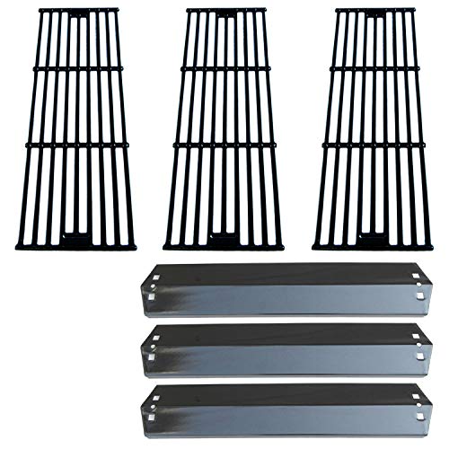 Direct Store Parts Kit DG234 Replacement for Chargriller 3001,3008,3030,40,00, 5050,5252; King Griller 3008,5252 Gas Grill (Porcelain Steel Heat Plates + Porcelain Cast Iron Cooking Grid)