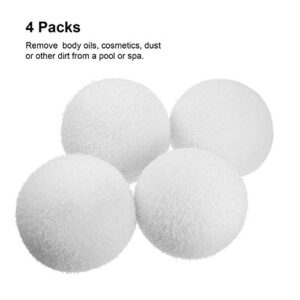 Patelai 4 Pieces Scum Eliminating Ball, Reusable Swimming Pool Filter Sponge Ball, Washable Oil Absorbing Sponge Ball for Swimming Pools, Bathtubs, Spas Cleaning