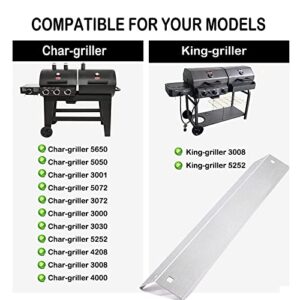 Hiorucet Grill Replacement Parts for Chargriller 5050 3001 5650 3072 5072 3030 3008 5252 3000 4000 4208 Grill Models. Stainless Steel Grill Heat Plate Shields, Burner Tubes, Hanger Brackets, Ignitor.