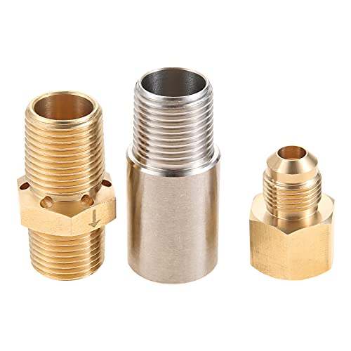 Propane Gas 30PSI High Pressure Regulator&54046-0608 Brass Tube Fitting, Coupling, 3/8" Flare x 1/2" Female Pipe with 1/2" Air Mixer Nozzle Valve for Propane Gas LPG Fire Pit (150000 BTU)